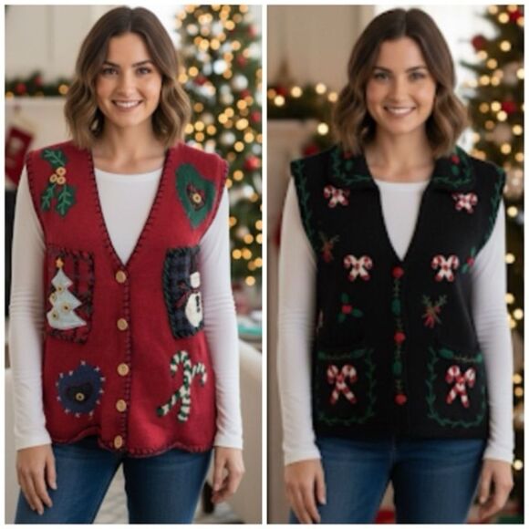 Jantzen | Sweaters | 2 Vintage Ugly Xmas Sweaters Holiday Christmas ...